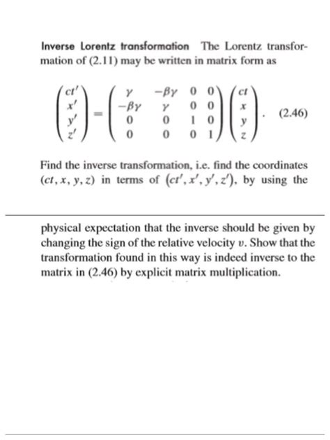 lorentz transformation matrix