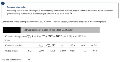 Solved Required Information For Steady Flow In A Heat Chegg