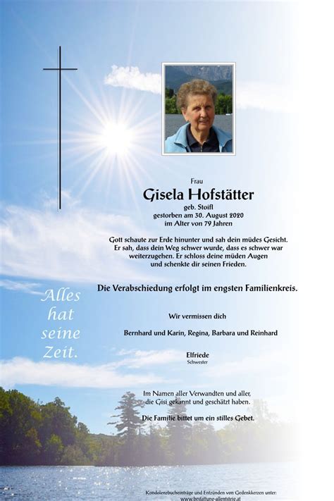 Gisela Hofstätter Bestattung Allentsteig