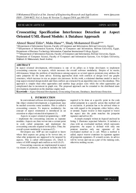 pdf crosscutting specification interference detection at aspect oriented uml based models a