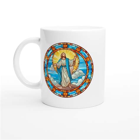 Jesus On The Mount Stained Glass Window Design White Oz Ceramic