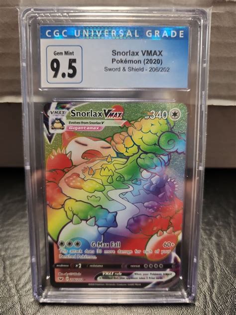 Pokemon Tcg Snorlax Vmax Rainbow Secret Rare Cgc Psa Bgs