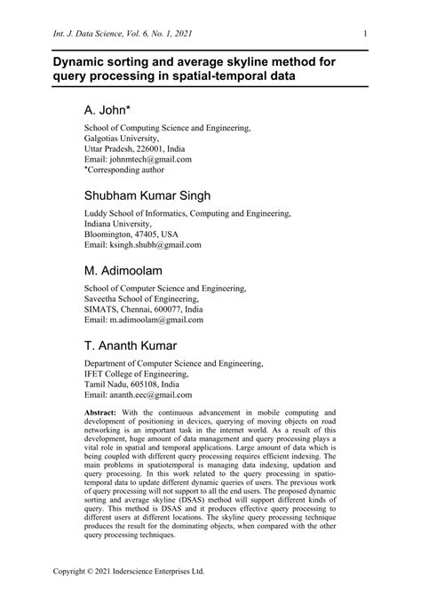 pdf dynamic sorting and average skyline method for query processing in spatial temporal data