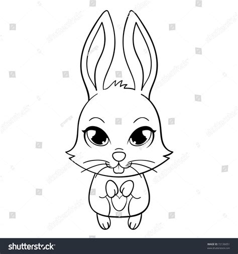 Cute Funny Bunny Large Eyes Vector Stock Vector 72136051 Shutterstock