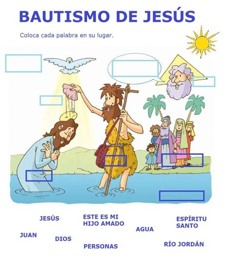 Ficha online de El bautismo de Jesús para 3º de Primaria Puedes hacer