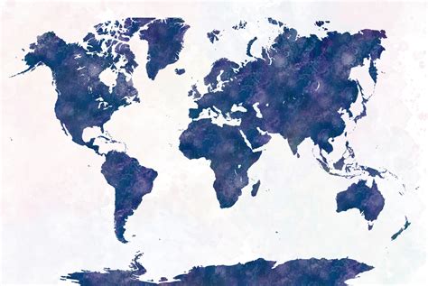 Map Of Watercolor World Map Maps Of All Cities And Countries For Your