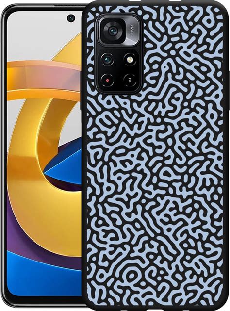 Hoesje Geschikt Voor Poco M4 Pro 5G Zwart Blauwe Doodle Bol