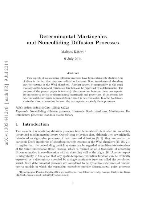 pdf determinantal martingales and noncolliding diffusion processes