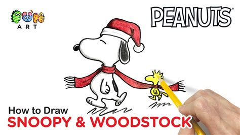 How To Draw Snoopy Woodstock Christmas Very Easy Youtube