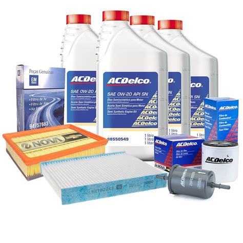 Kit Troca De Oleo Filtros 0w20 Pecas Genuinas Gm Onix Prisma Submarino