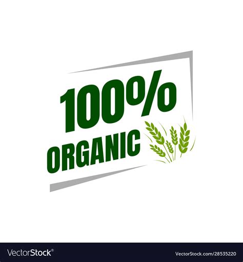 100 Percent Organic Logo Design Natural Healthy Vector Image