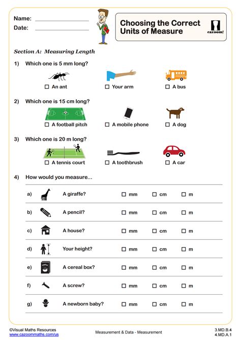 Choosing The Correct Units Of Measure Nd Grade Pdf Measurement And