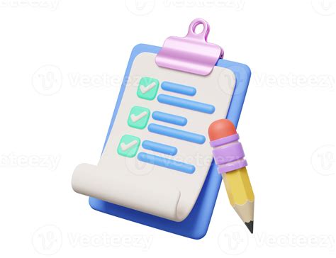 3d Blue Checklist And Pencil On Transparent Confirmed Or Approved