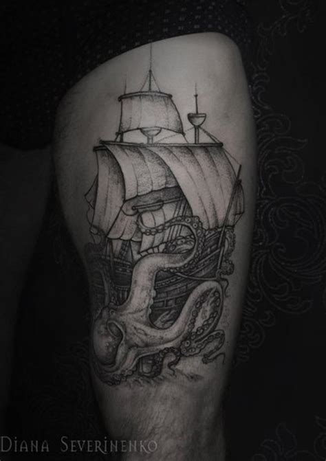 Octopus Tattoo Sleeve Black And White Resenhas De Livros