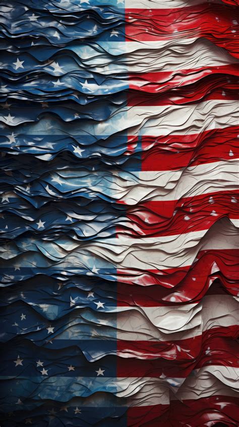 A Mobile Wallpaper Of An Abstract American Flag Formed From Layers Of