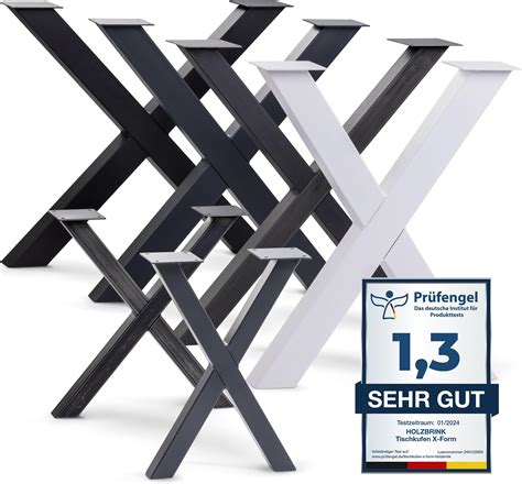 MetaloPro Lot de 4 pieds de table en métal noir 72 cm I Patins de table