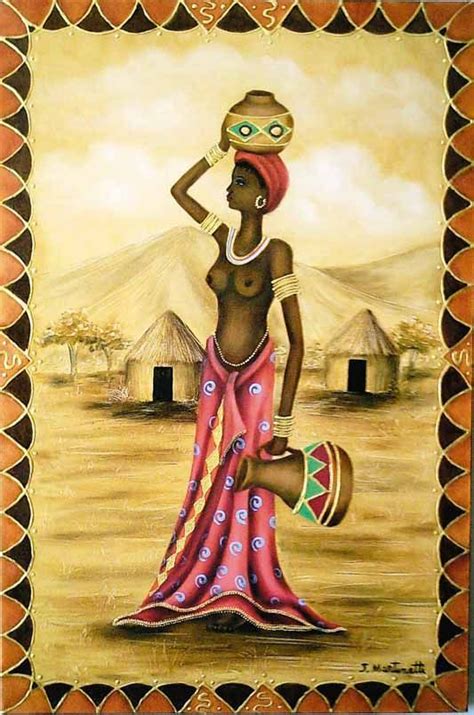 Jovem Angolana por José Martinatti African Pinturas africanas