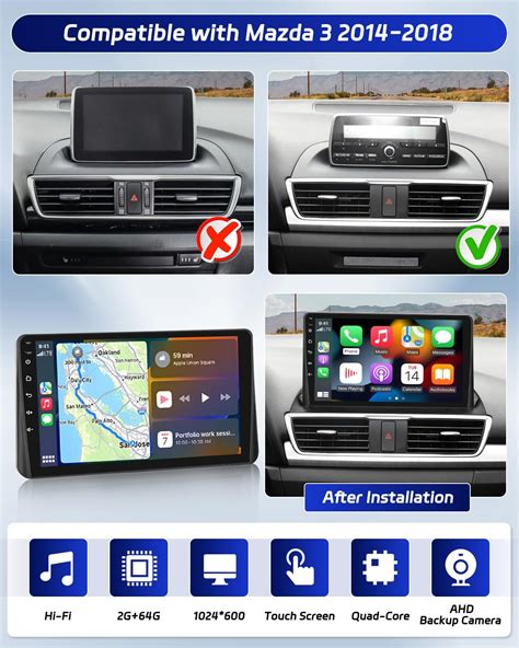 Roinvou Estéreo CarPlay Android 2 64G para Mazda 3 2014 2018 radio