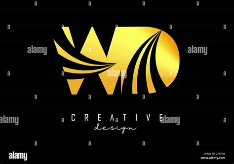 Creative Golden Letter WD W D Logo With Leading Lines And Road Concept