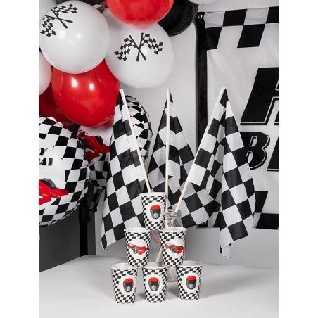 Ballon Damier Racing en Latex x6 décoration Tralala Fêtes fr