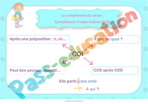 Affiche Affichage de classe Complément d objet COI COD COS CM2