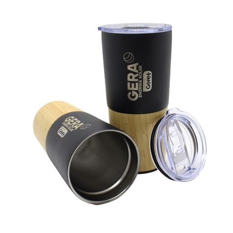 Copo Térmico em Inox e Bambu 600ml Para Brinde Londrigifts
