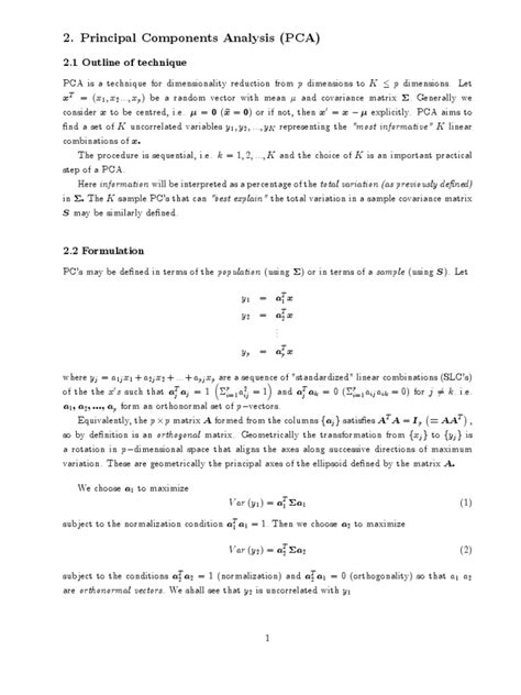 principal components analysis pca 2 1 outline of technique download free pdf principal