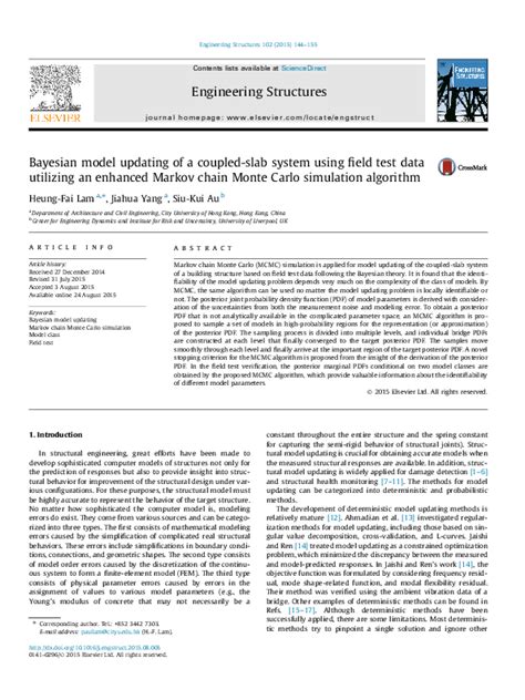 pdf bayesian model updating of a coupled slab system using field test data utilizing an