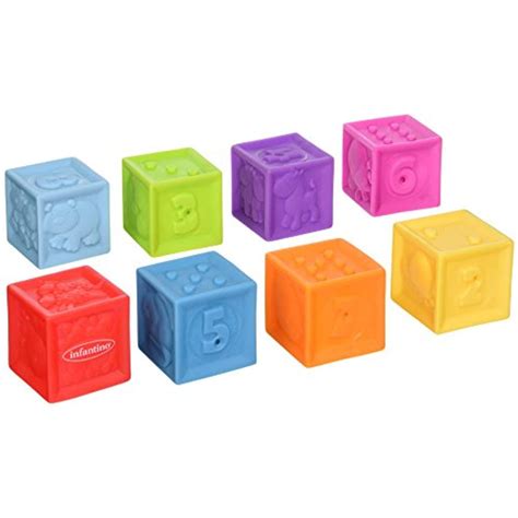 Infantino Squeeze And Stack Block Set Colorful Textured Soft Blocks