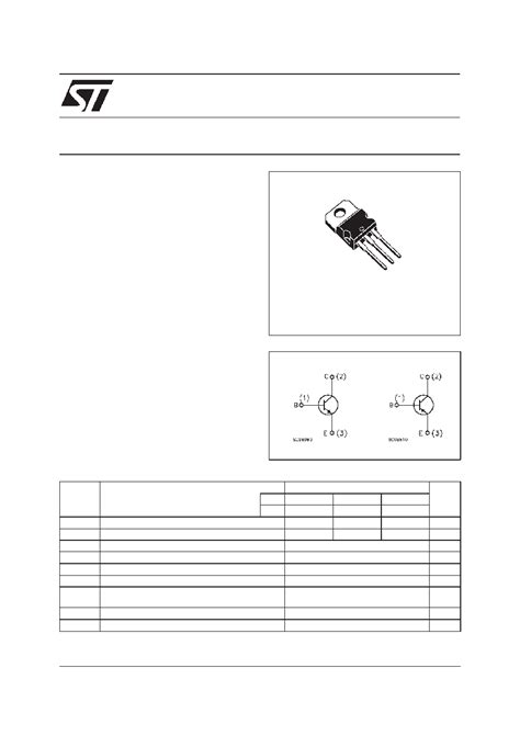 Tip C Datasheet Pages Stmicroelectronics Complementary Silicon