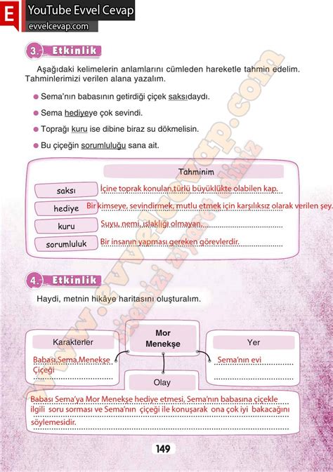 3 sinif turkce ders kitabi sonuc yayinlari sayfa 149 cevaplari Ödev