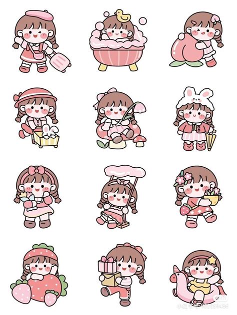 Kawaii Korean Stickers Printable Mini Drawings Cute Sticker Album Diy