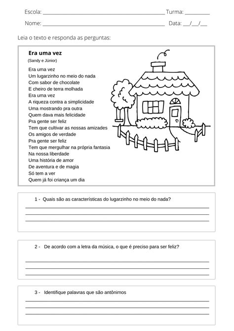 Atividades De Interpreta O De Texto Ano