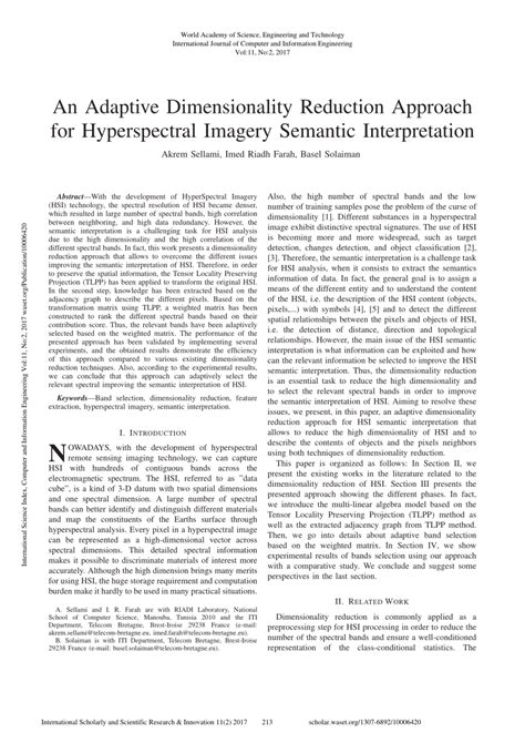 pdf an adaptive dimensionality reduction approach for hyperspectral imagery semantic