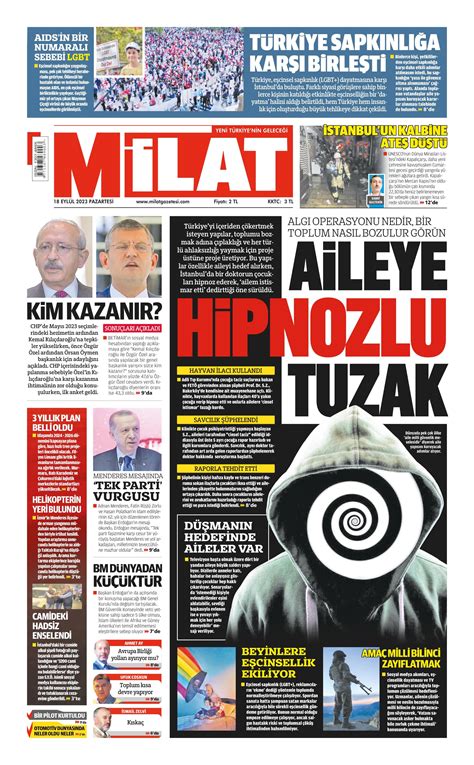 Milat Gazetesi 18 Eylül 2023 Pazartesi Günü Manşeti
