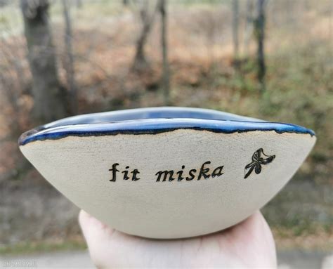 ceramiczna miseczka z napisem c408 miska jeż kamionkowa prezent ღ art