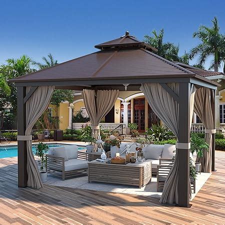Amazon Domi Outdoor Living 12x12 Hardtop Gazebo Wooden Coated