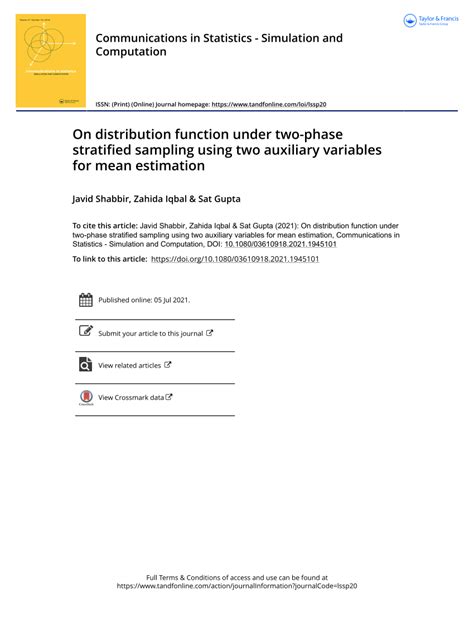 pdf on distribution function under two phase stratified sampling using two auxiliary variables