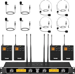 TONOR Sistema de micrófono inalámbrico UHF Diadema y Solapa duales