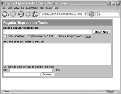 Building A Regex Testing Page Advanced Macromedia Coldfusion Mx