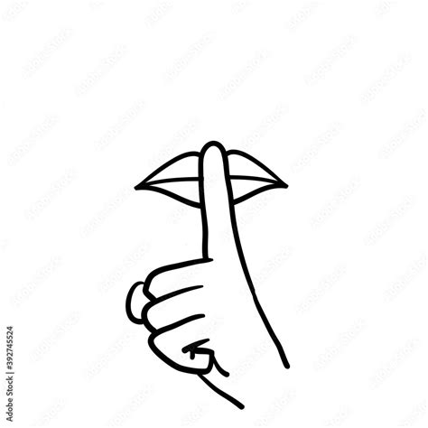 Hand Drawn Hand On Lips Symbol For Do Not Disturb Icon Please Do Quiet