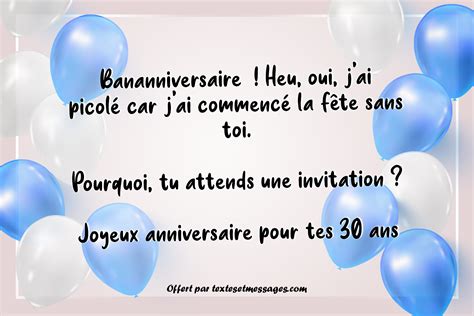 Textes anniversaire humour et drôle 30 ans
