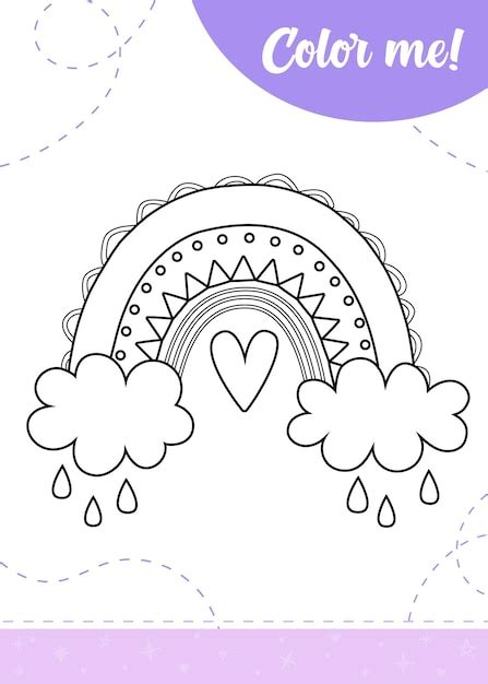 Coloriage Pour Enfants Avec Arc en ciel Bohème Vecteur Premium