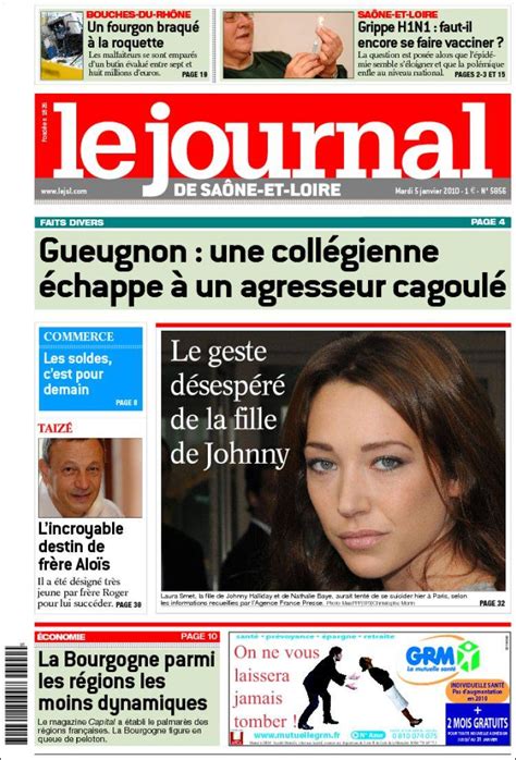 Journal Journal de Saône et Loire France Les Unes des journaux de