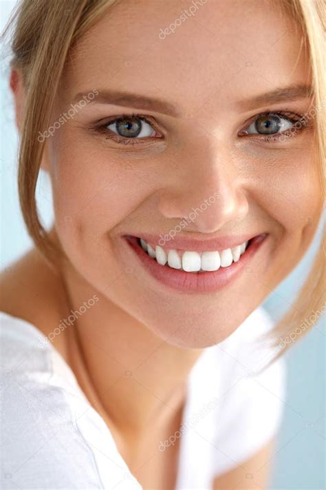 Beauty Portrait Of Woman With Beautiful Smile Fresh Face Smiling Stock