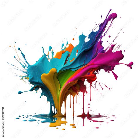3D Colourful Paint Splash Dripping Paint Being Thrown Splatter Splat