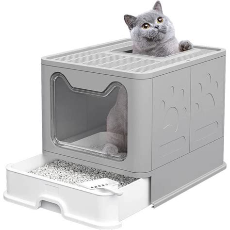 Bac à Litière Pliable pour Chaton avec Couvercle Litiere pour Chat