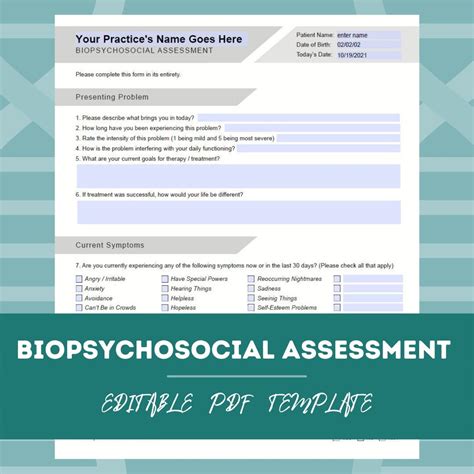 Biopsychosocial Assessment Template PDF For Counselors Psychologists