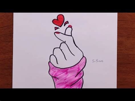 BTS Kore El Çizimi Kalpli Saranghae nasıl çizilir YouTube