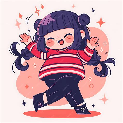 Premium Photo Sticker Anime Girl Cute Chubby Cartoon With Bold Vector Bold Line Design With